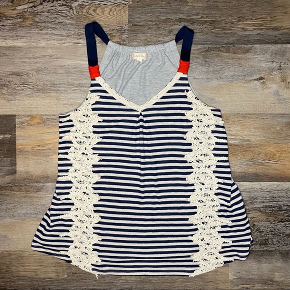 Altar'd State | Tops | Altard State Lace Appliqu Striped Tank Top ...